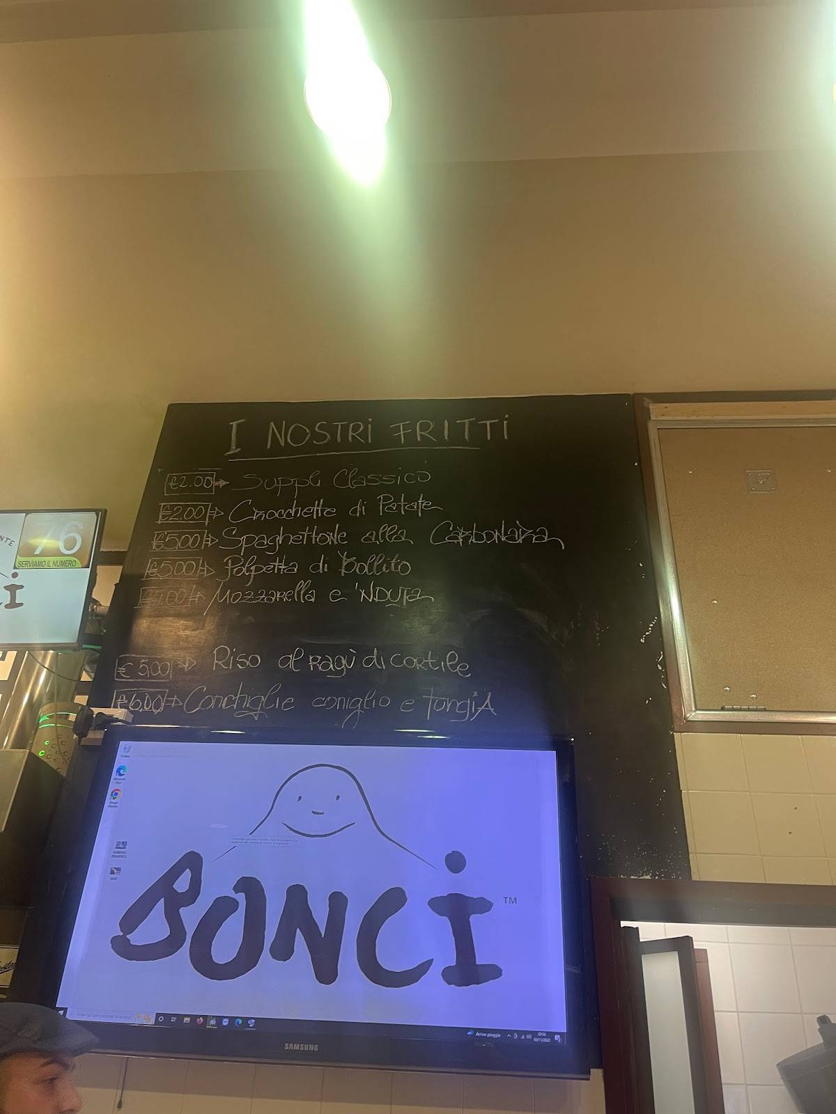 Menu at Bonci Pizzarium pizzeria, Rome