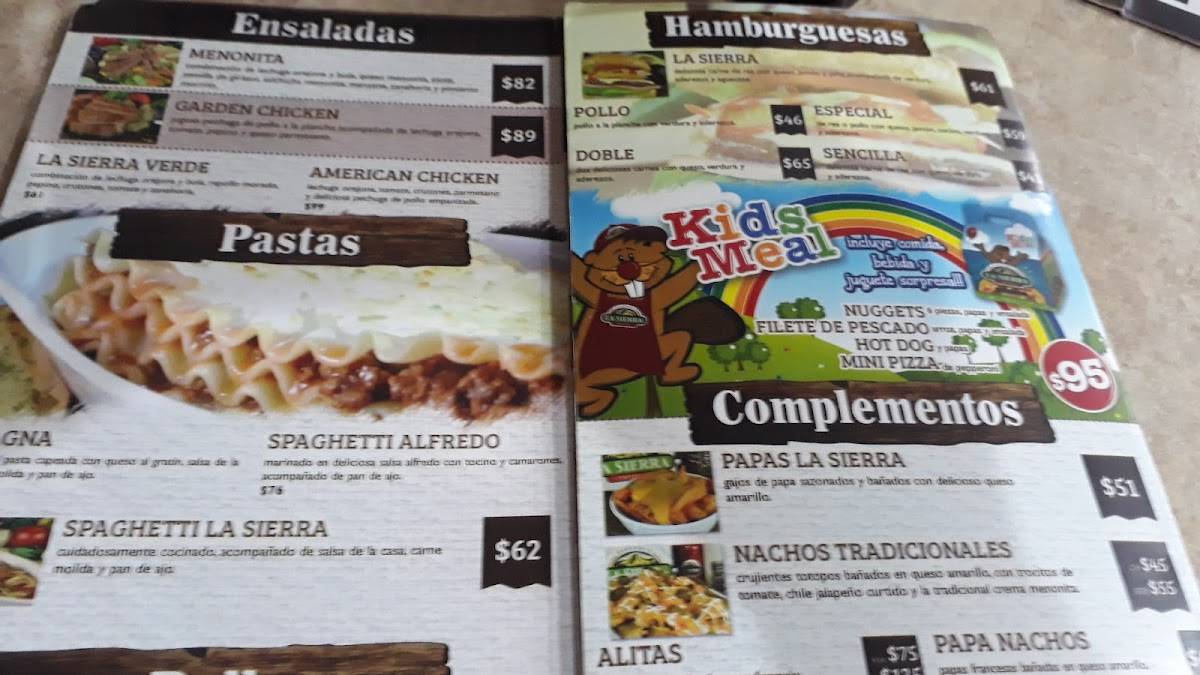 Menu at Pizzeria La Sierra, Parral