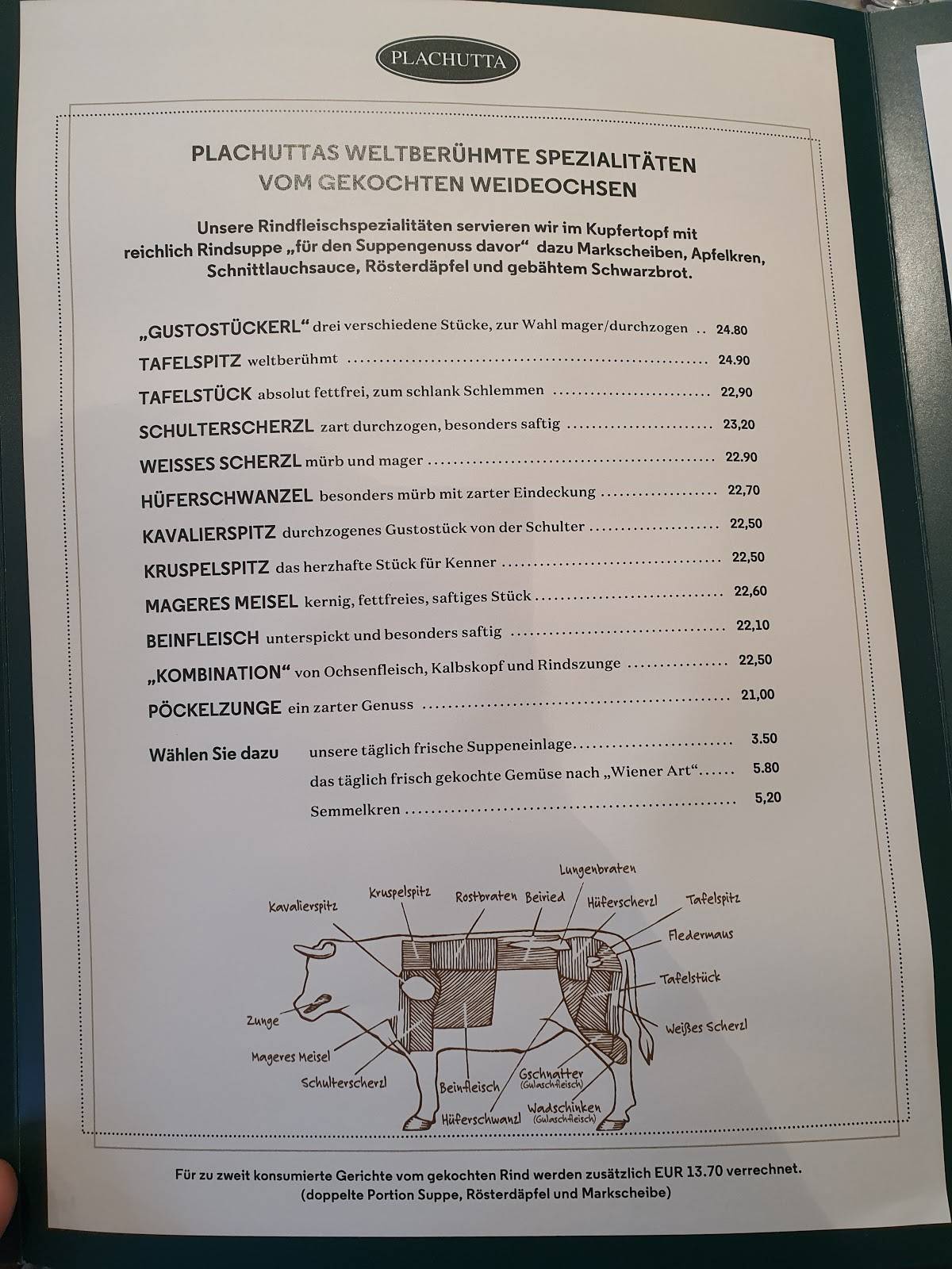 Speisekarte von Plachutta Stammhaus Hietzing restaurant, Wien ...