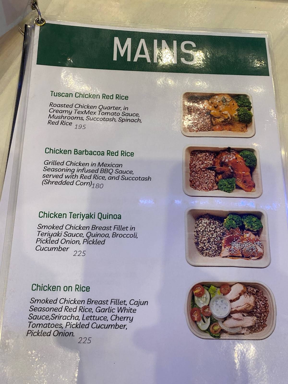 Menu at Projuice Juice Bar, Manila