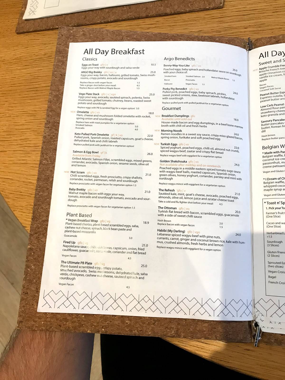 Menu at Argo on the Parade pub & bar, Norwood