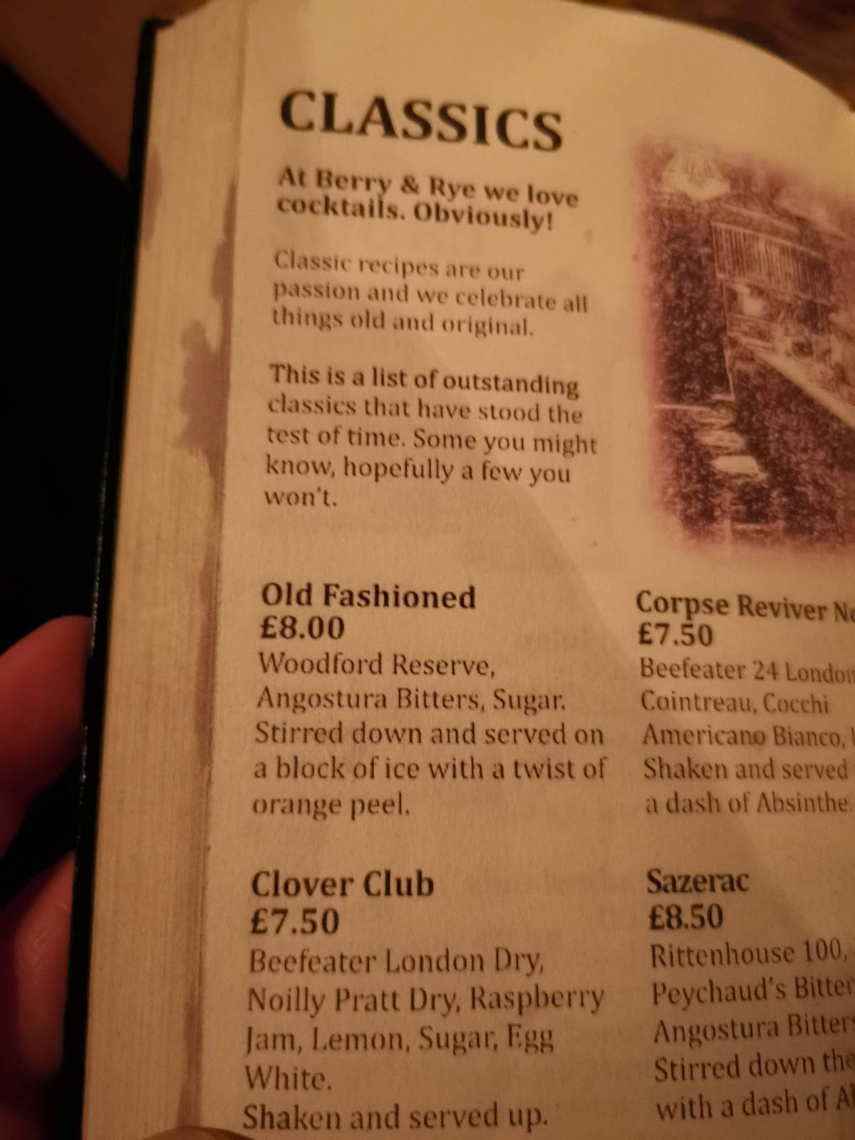 Menu at Berry and Rye pub & bar, Liverpool