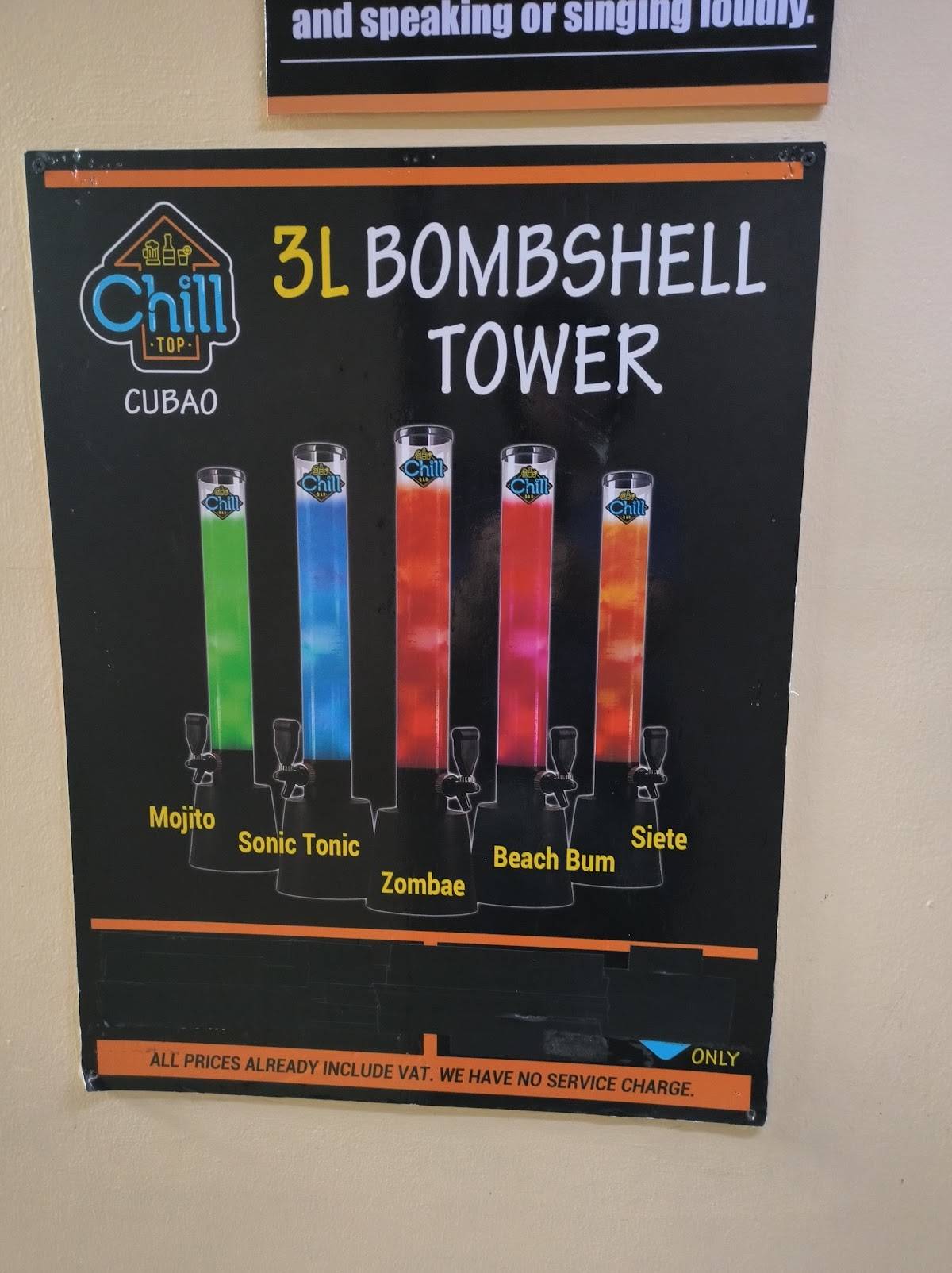 Menu at Chill Top Cubao - Roofdeck Restobar, Quezon City, 266 P. Tuazon ...