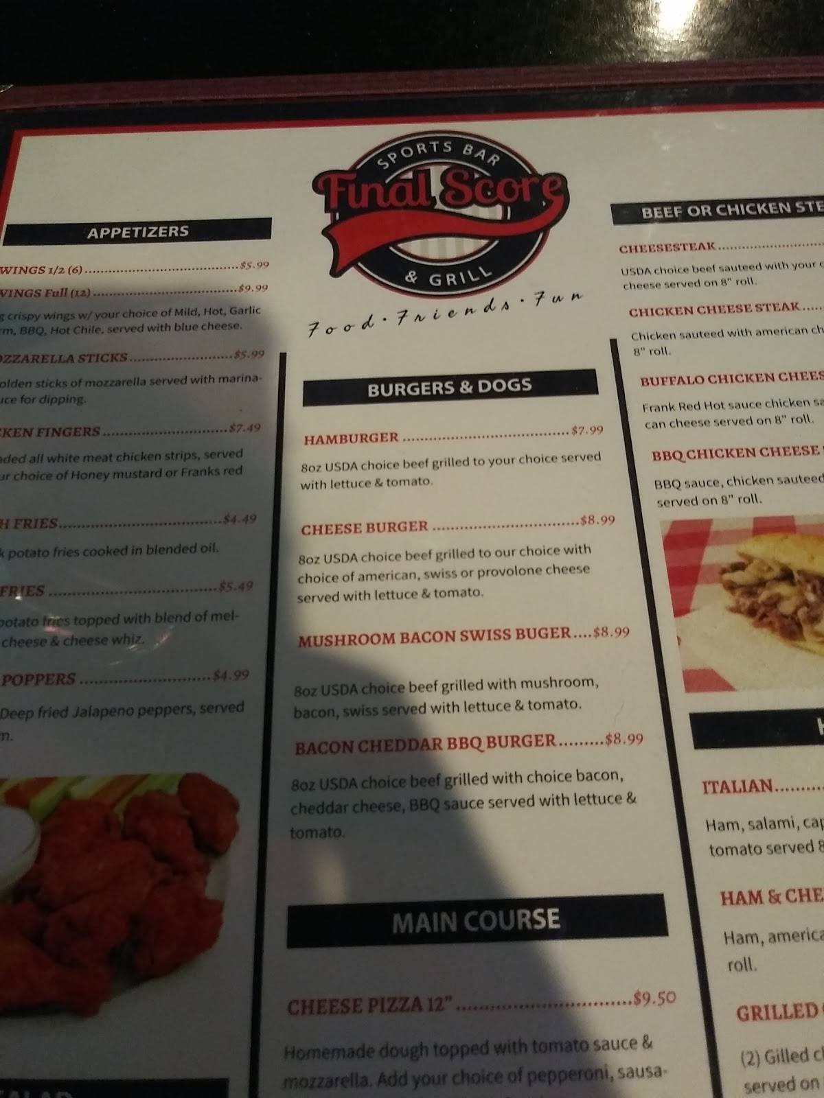 Menu at Final Score Sports Bar & Grill, Bensalem, Knights Rd