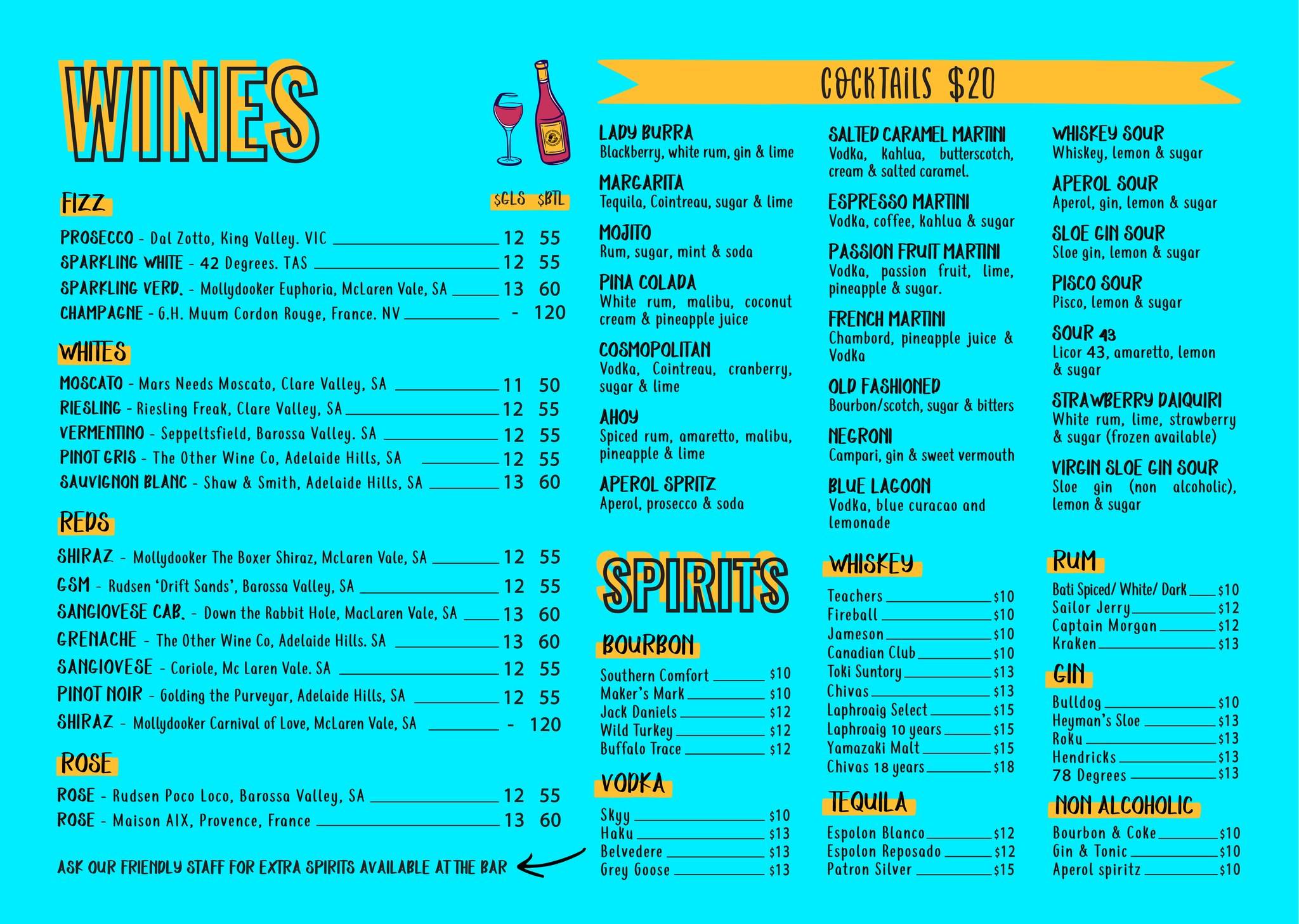 Menu at Lady Burra Brewhouse pub & bar, Adelaide