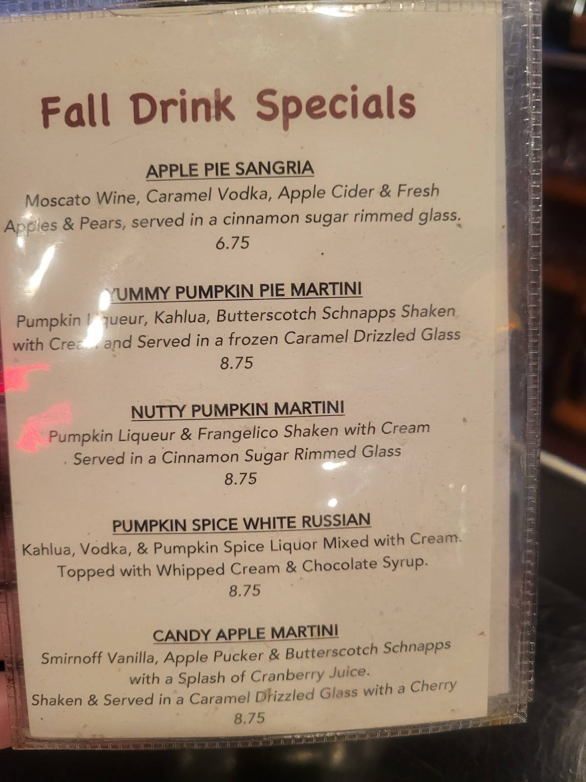 Menu at Miracle Pub, Toms River
