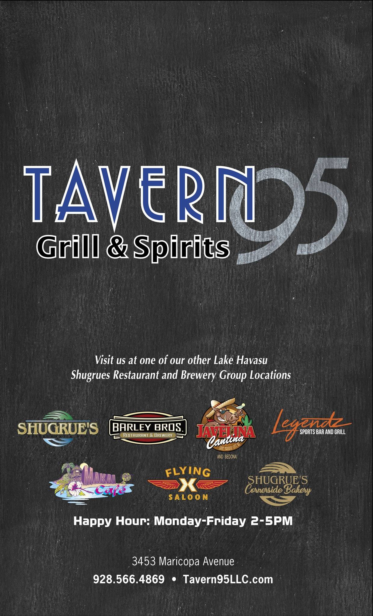 Menu at Tavern 95 pub & bar, Lake Havasu City