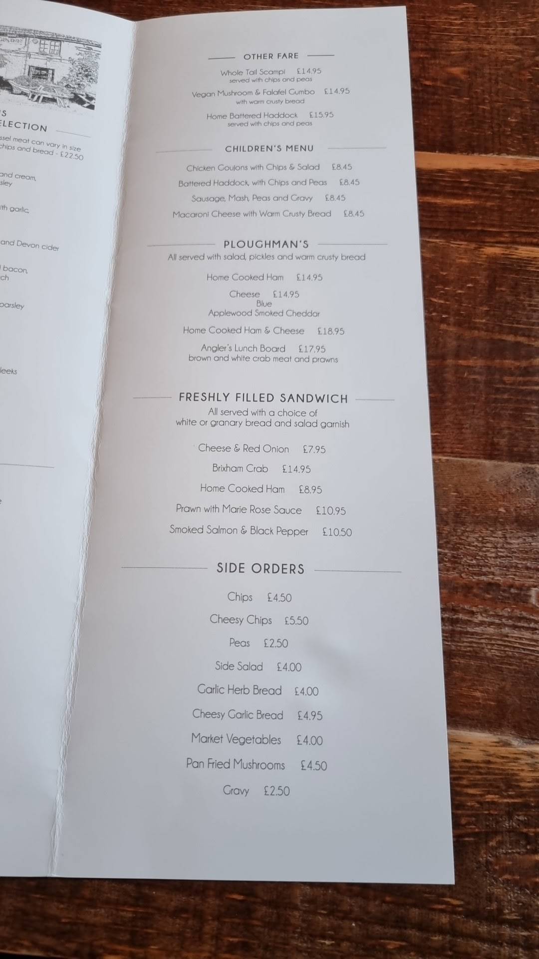 Menu at The Anchor Inn pub & bar, Exmouth