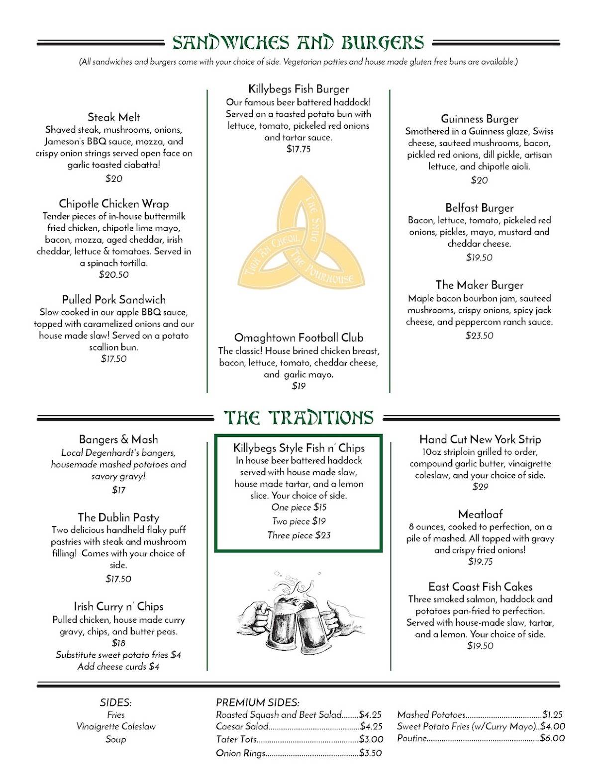 Menu at The Old Triangle Irish Alehouse pub & bar, Moncton