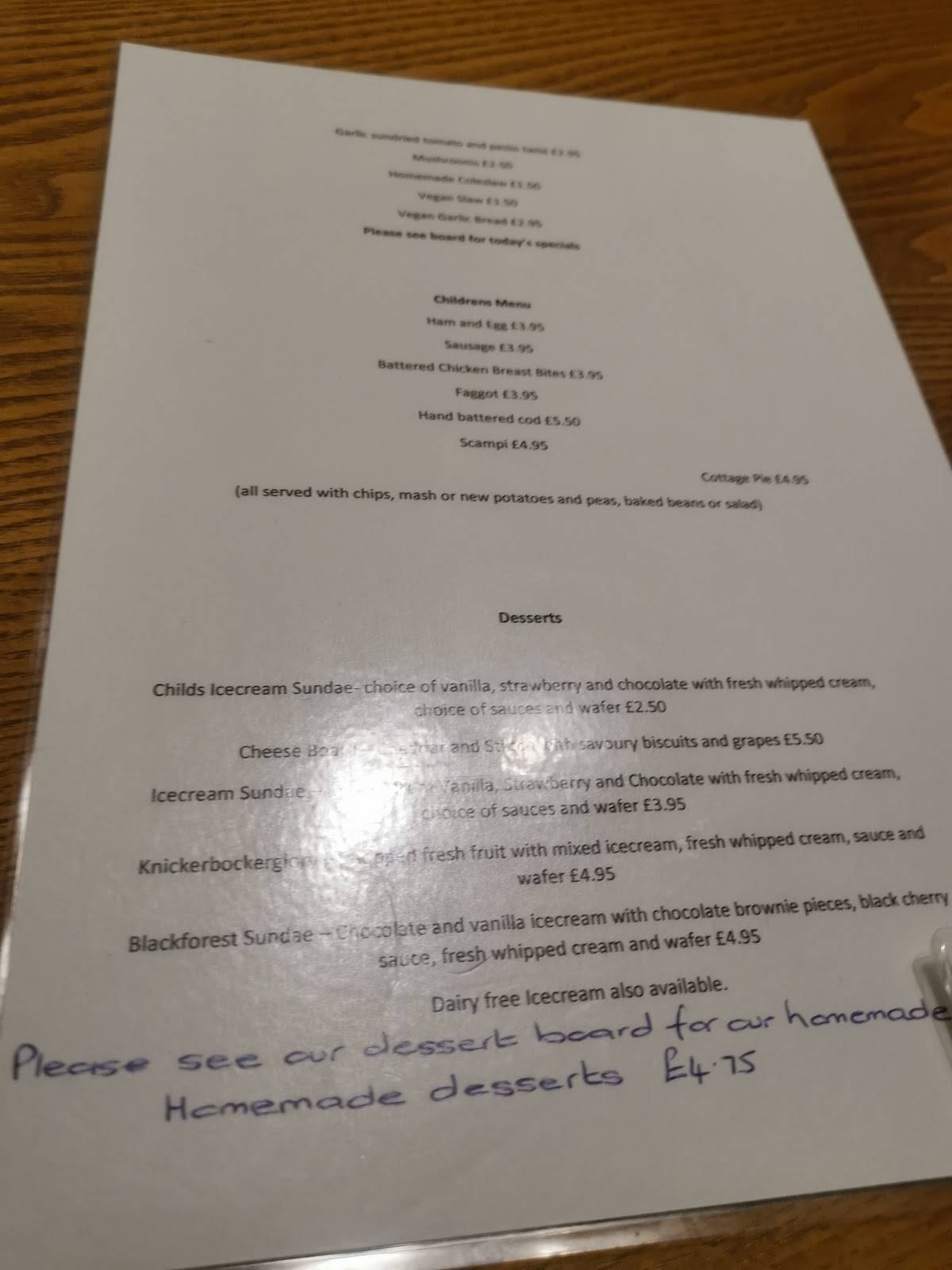 Menu at The Orchard Inn pub & bar, Highbridge