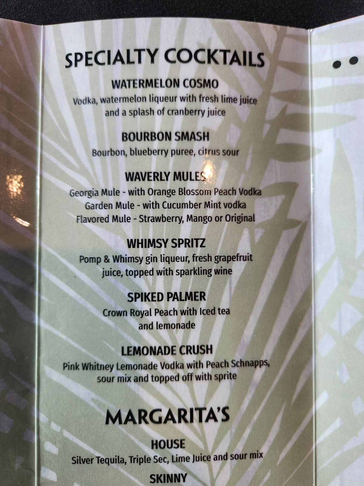 Menu at The Waverly Restaurant & Bar, Englewood
