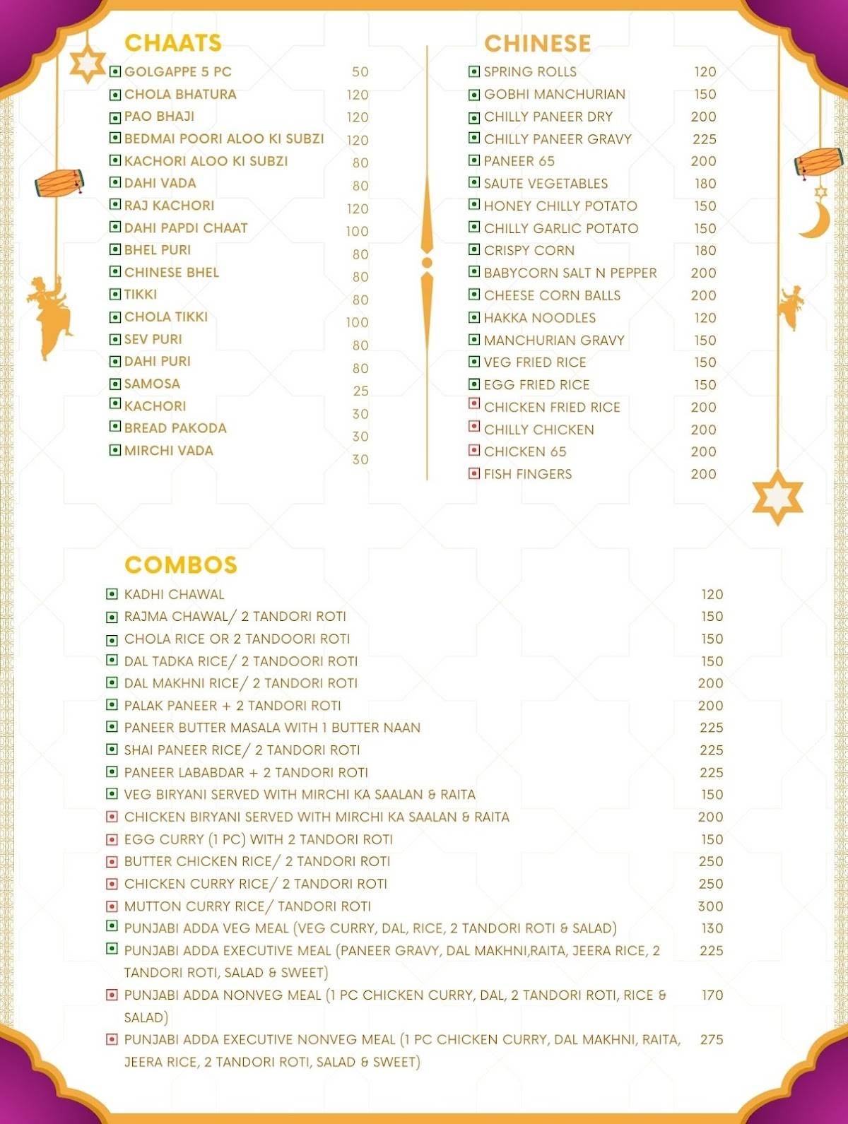 Menu at Authentic Punjabi Adda - North Indian Food, Bengaluru