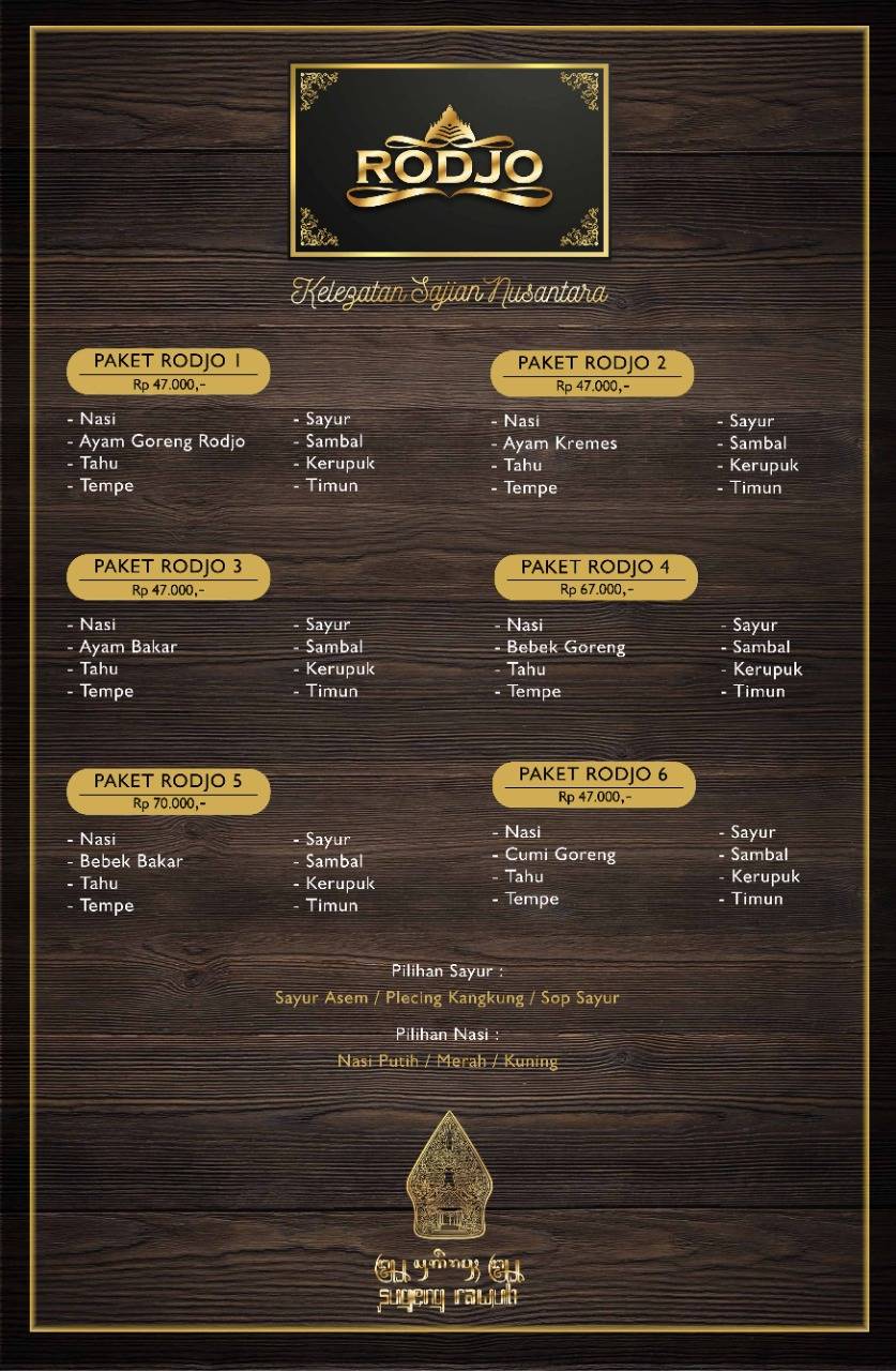 Menu at RODJO - MAJAPAHIT restaurant, Semarang