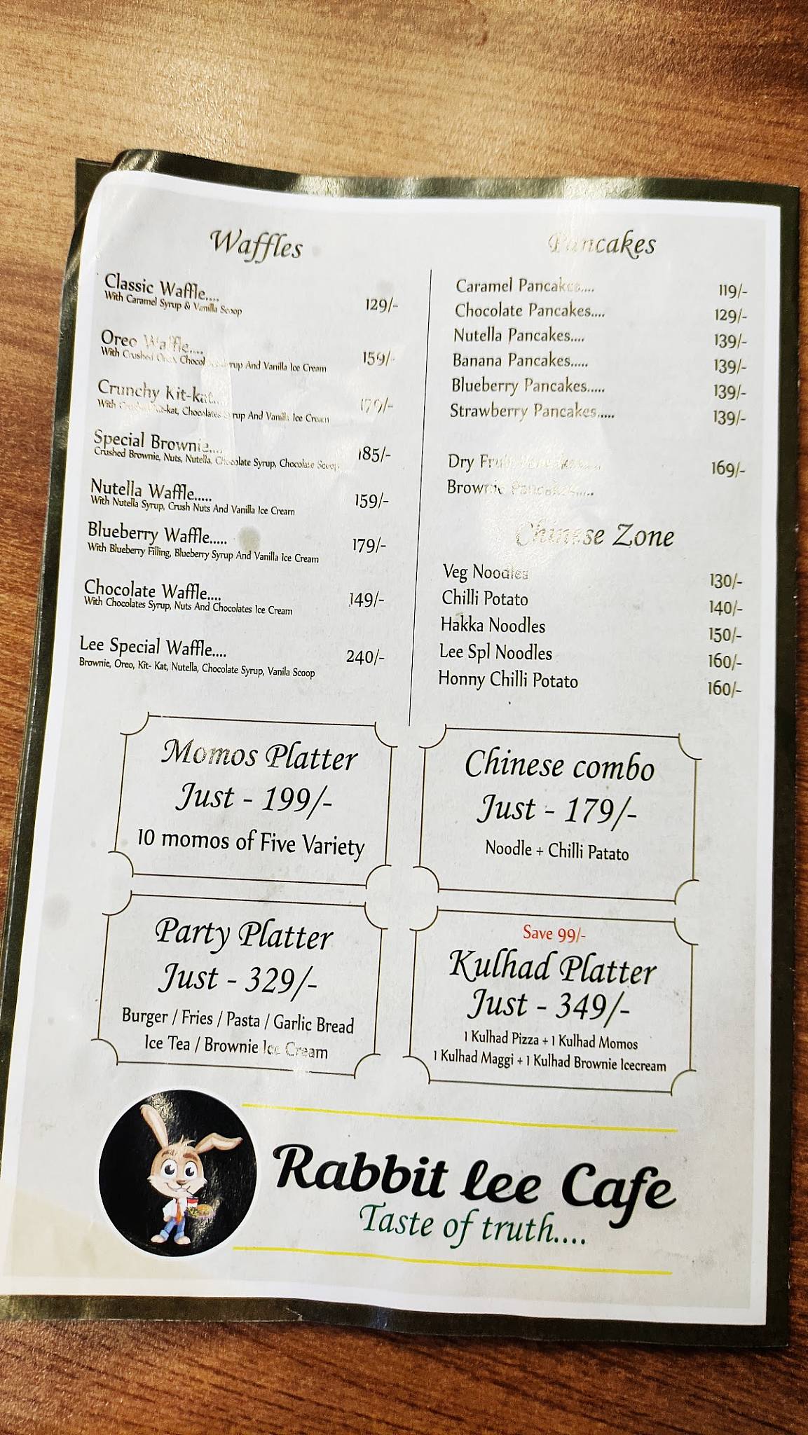 Menu at Rabbit Lee Cafe, Delhi