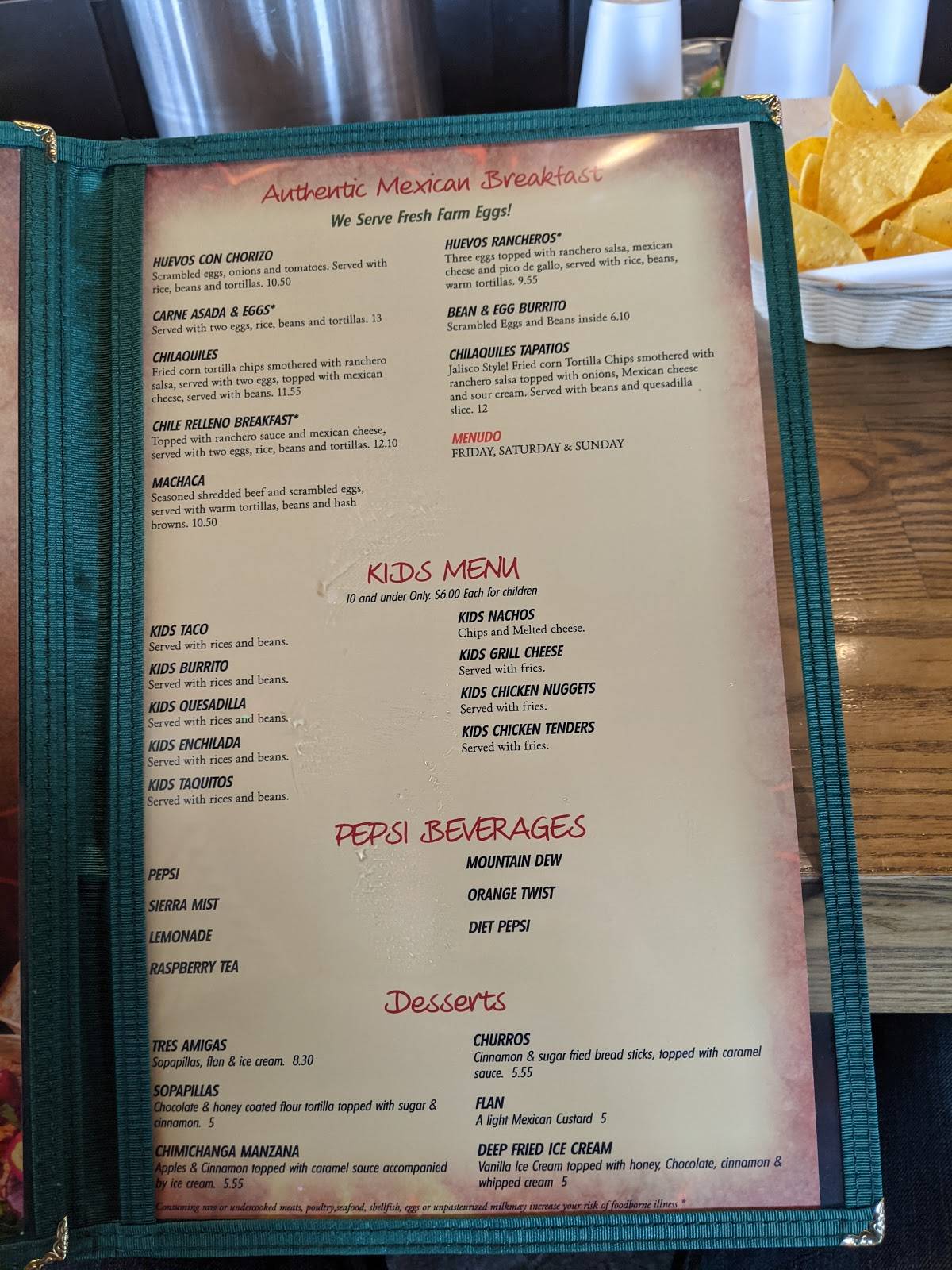 Menu at Rancho Rustico Restaurant, Tucson, E Old Vail Rd