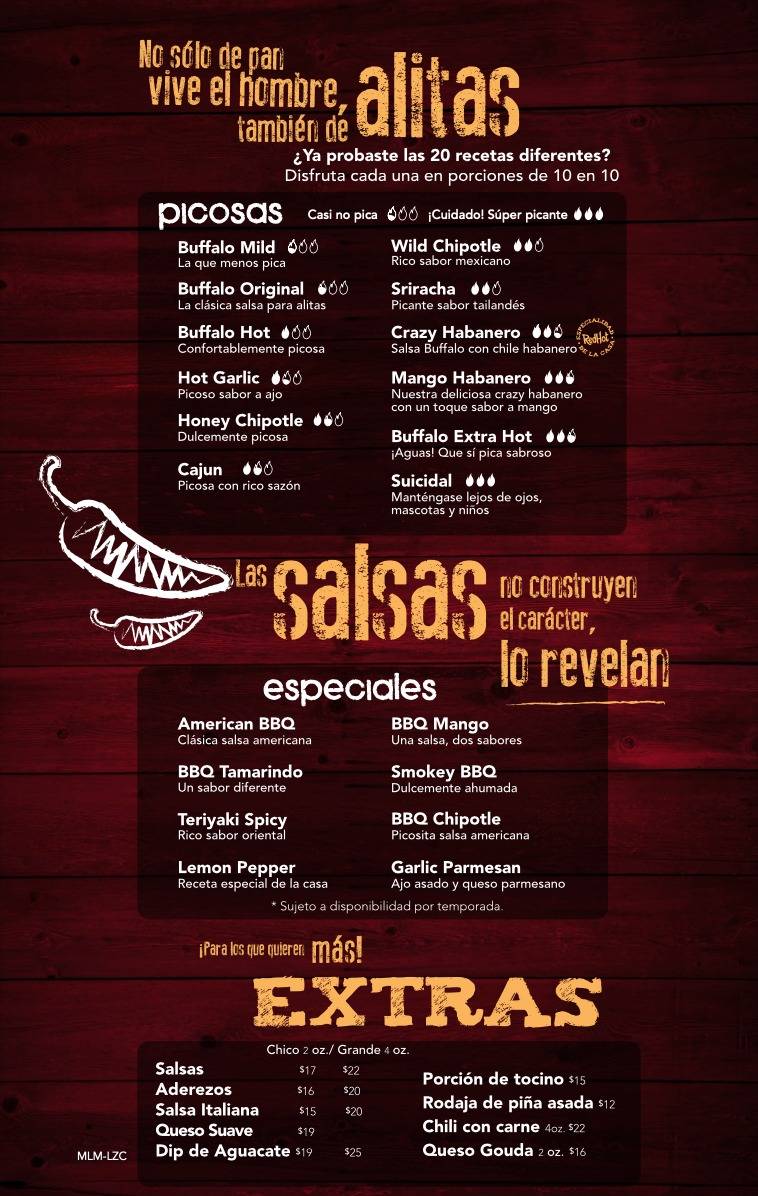 Carta del restaurante Red Hot Grill, Morelia
