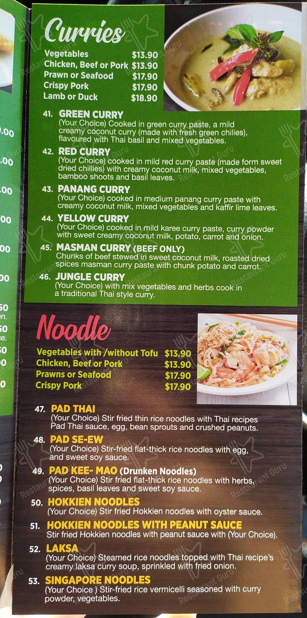 Menu at Red Spoon Thai @ Penrith restaurant, South Penrith
