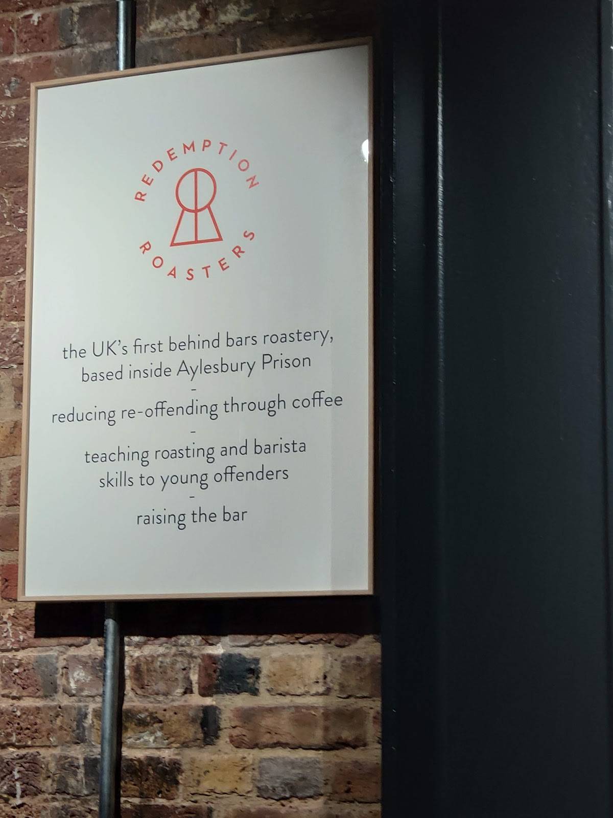 Menu at Redemption Roasters cafe, London, Unit 109 Stable St