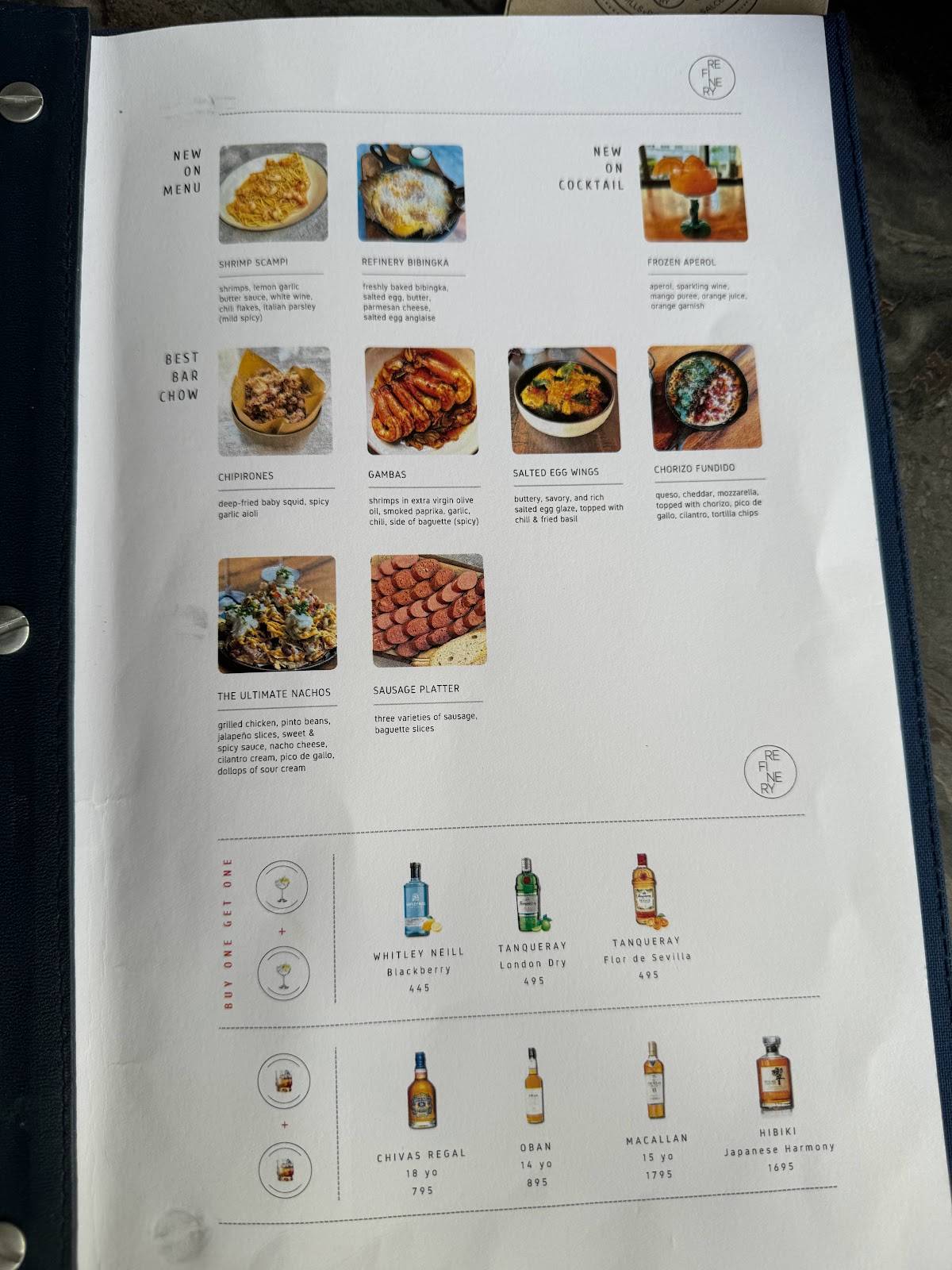 Menu at Refinery cafe, Makati, Joya Tower