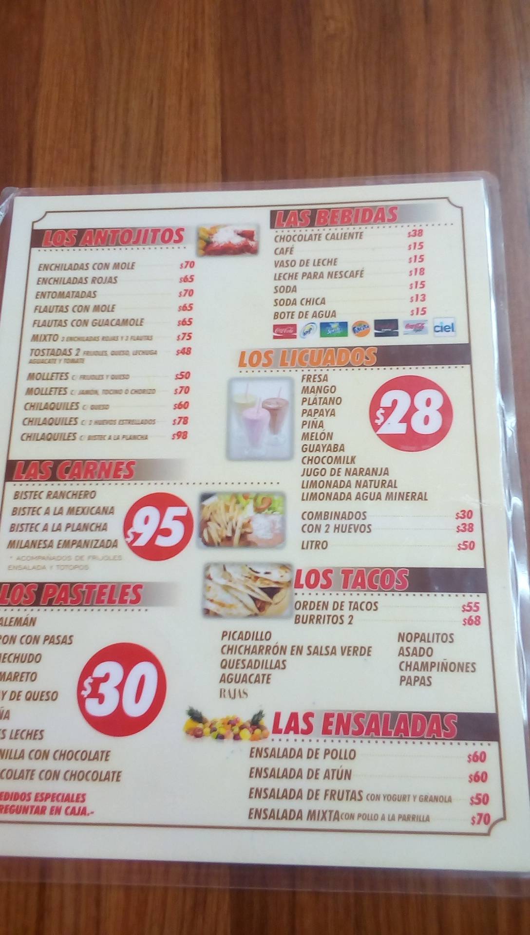 Menu at Refresqueria Juarez Original cafeteria, Monterrey