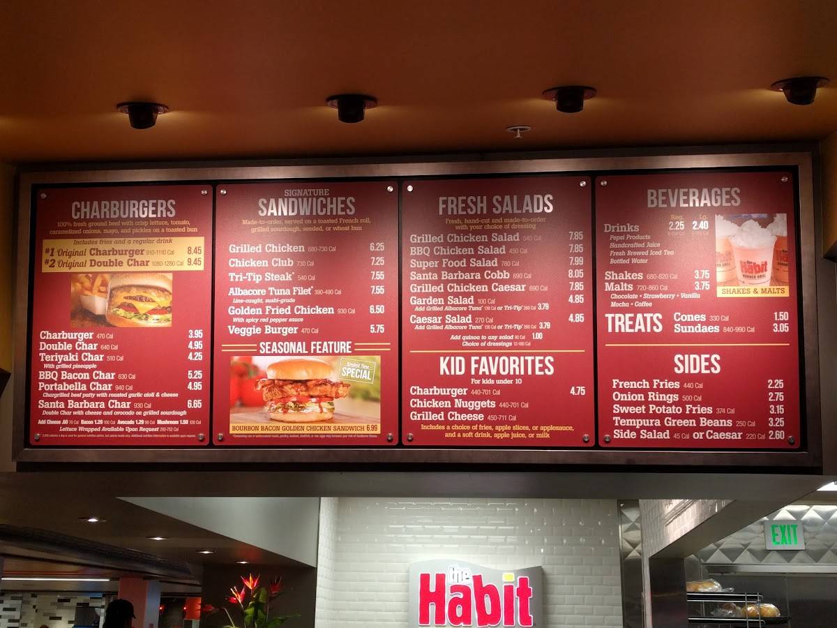 Menu at The Habit Burger Grill restaurant, Reno, 500 N Sierra St