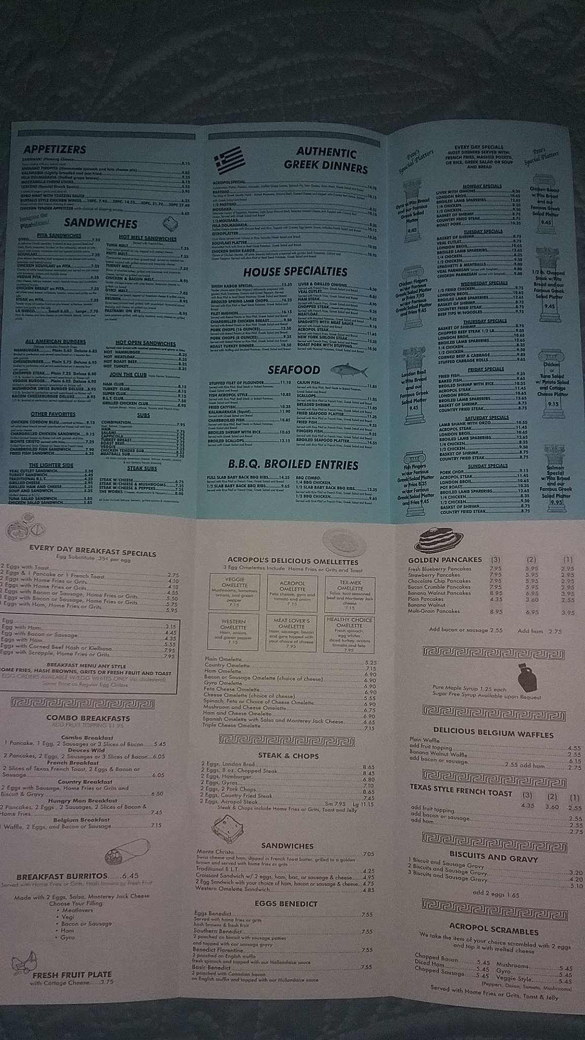 Menu at Acropol Family Restaurant, Largo