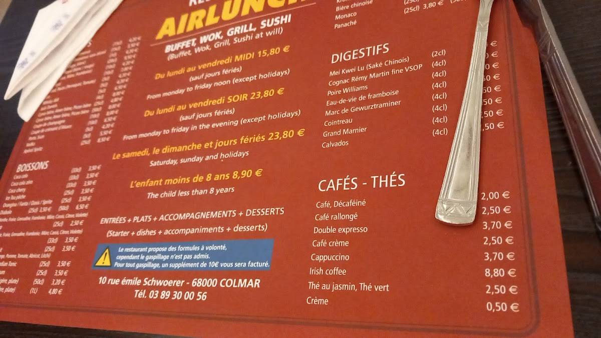 Menu au Airlunch Buffet Wok Grill À Volonté restaurant, Colmar