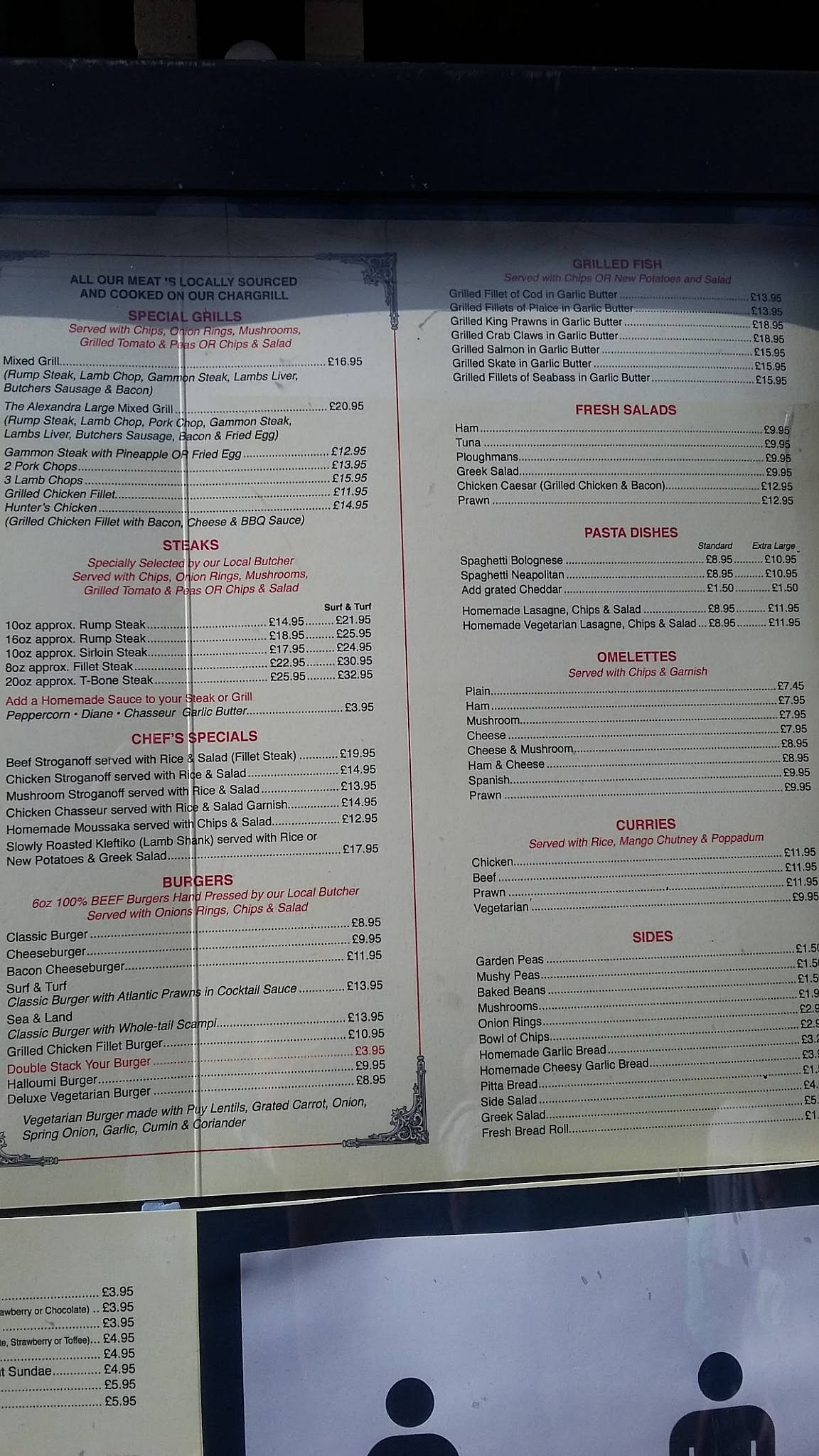 Menu at Alexandra Restaurant, Great Yarmouth