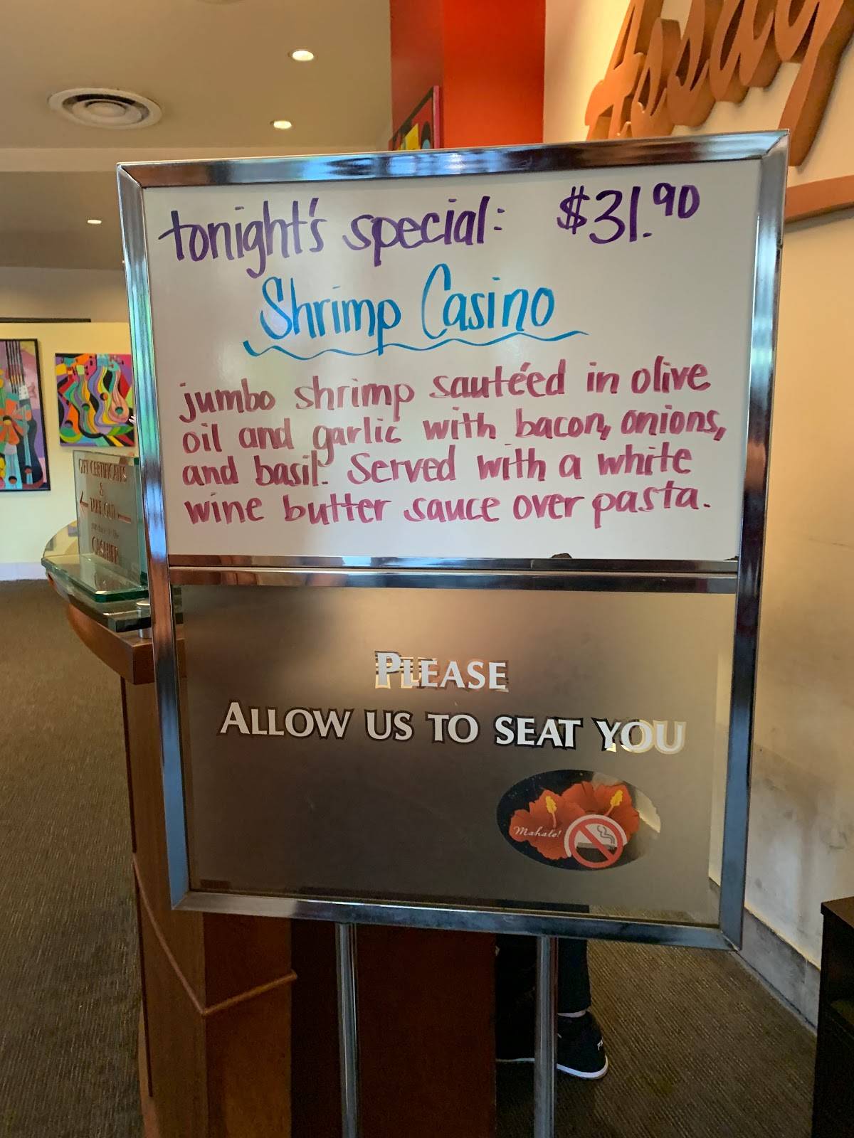 Menu at Assaggio restaurant, Honolulu, Ala Moana Blvd Suite 1259