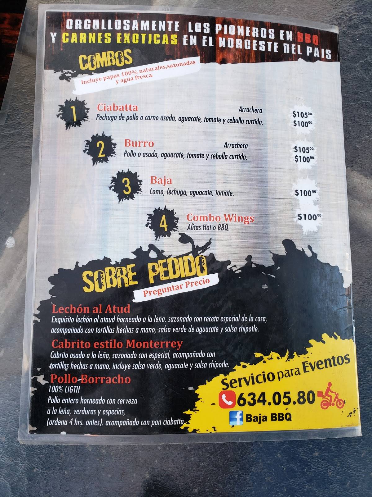 Carta de BAJA BBQ PIT LA MESA, Tijuana, C. Benito Juárez 17