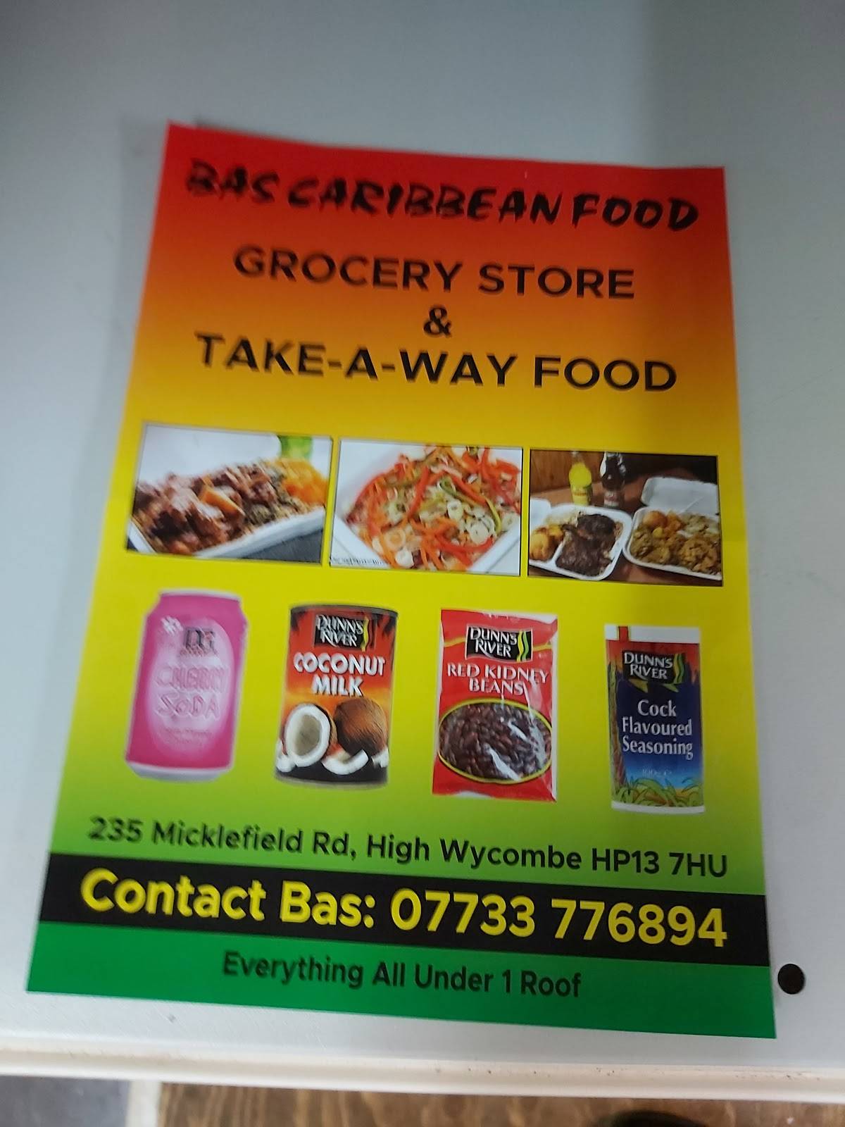 Menu at Bas Caribbean Food Grocery Store and Takeaway restaurant, High ...