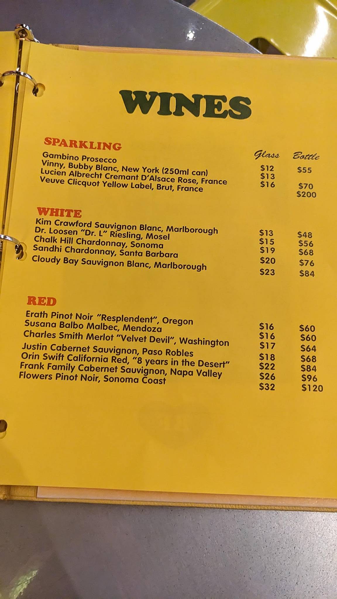 Menu at Best Friend restaurant, Las Vegas