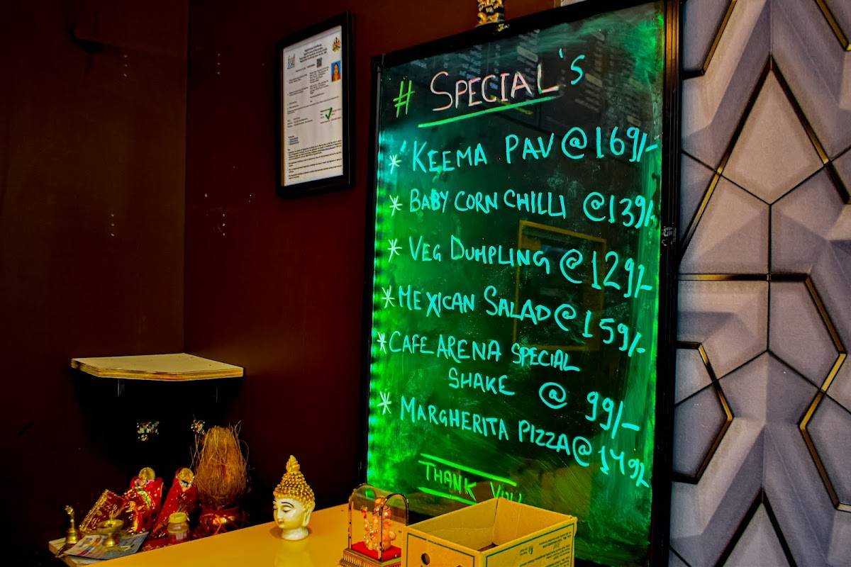 Menu at Cafe Arena, Bengaluru
