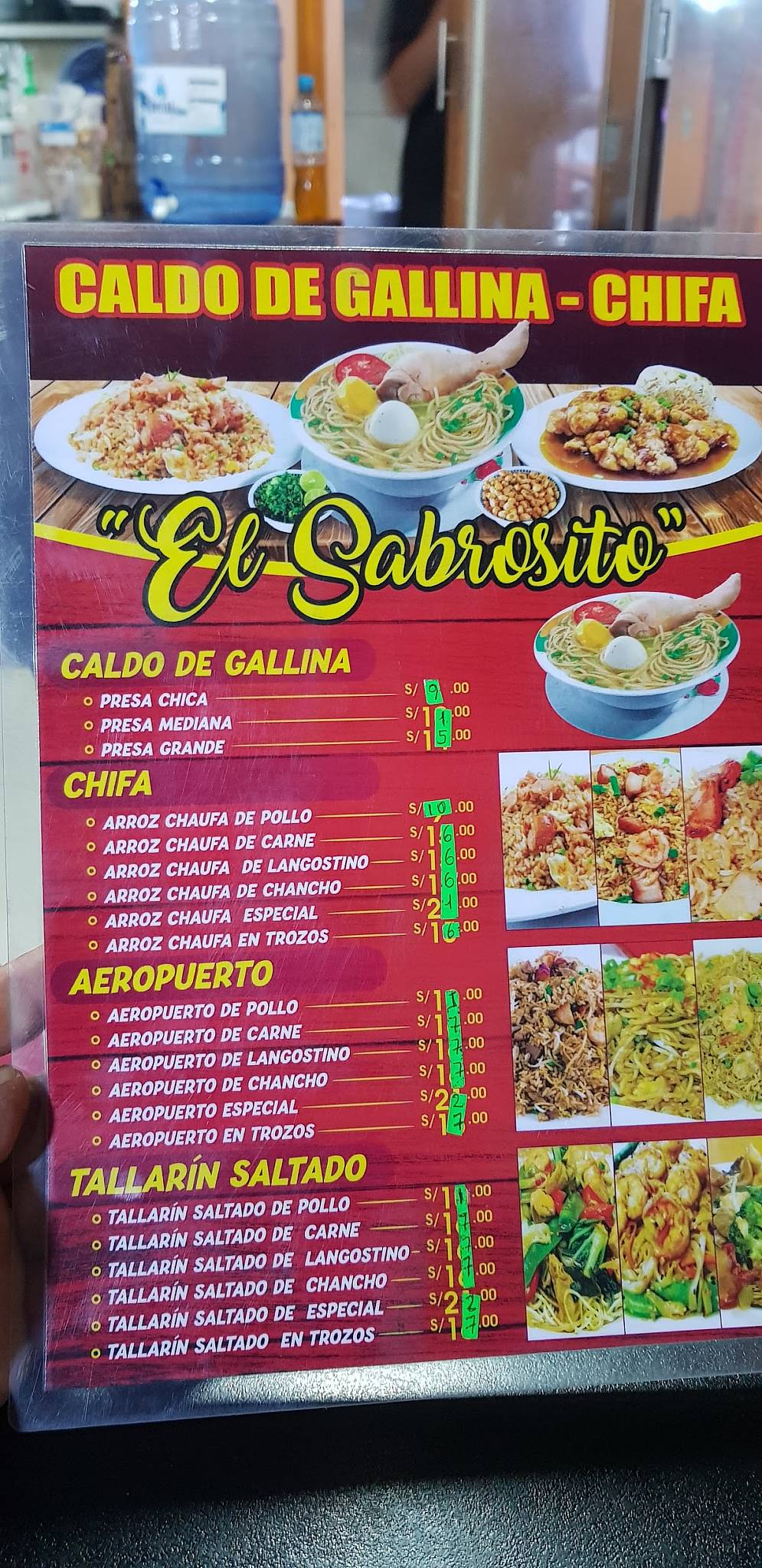 Carta del restaurante Caldo del gallina - Chifa "El Sabrosito ...