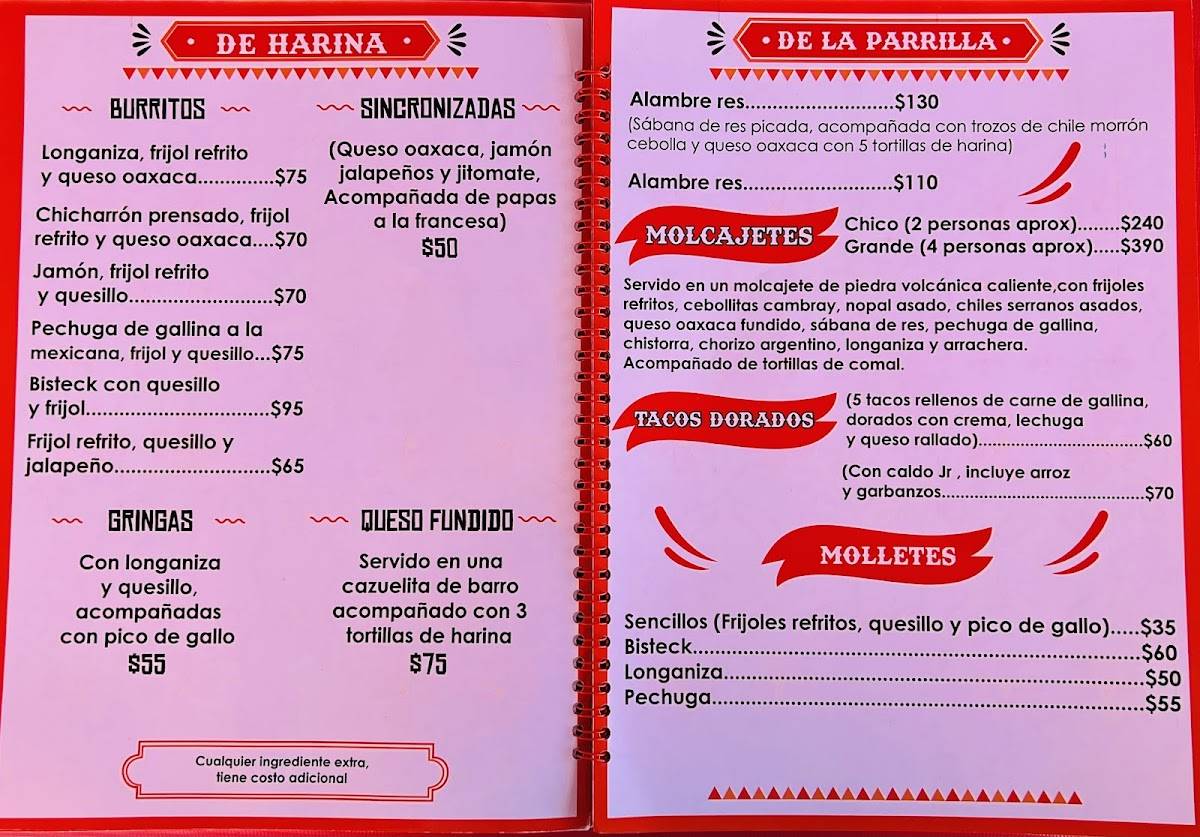 Menu at Caldos de Gallina Estelita restaurant, Pachuca