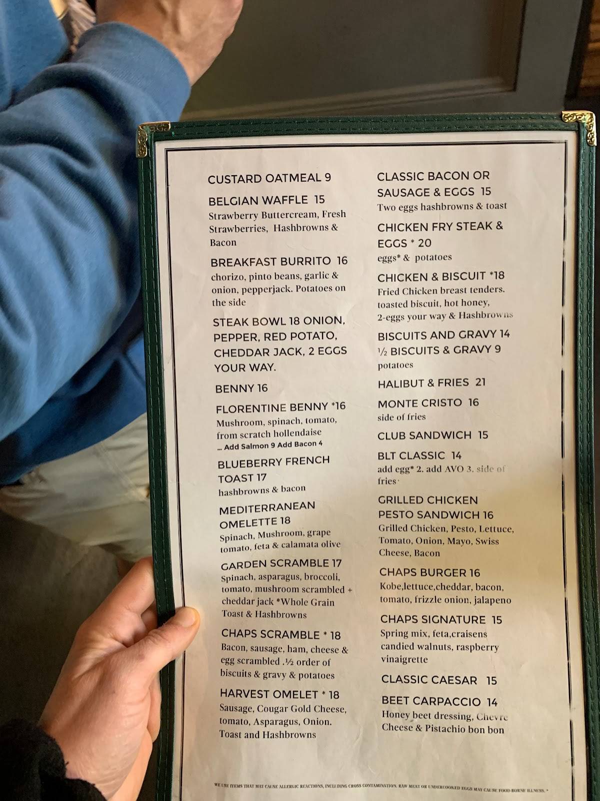 Menu at Chaps Diner and Bakery Spokane, Spokane