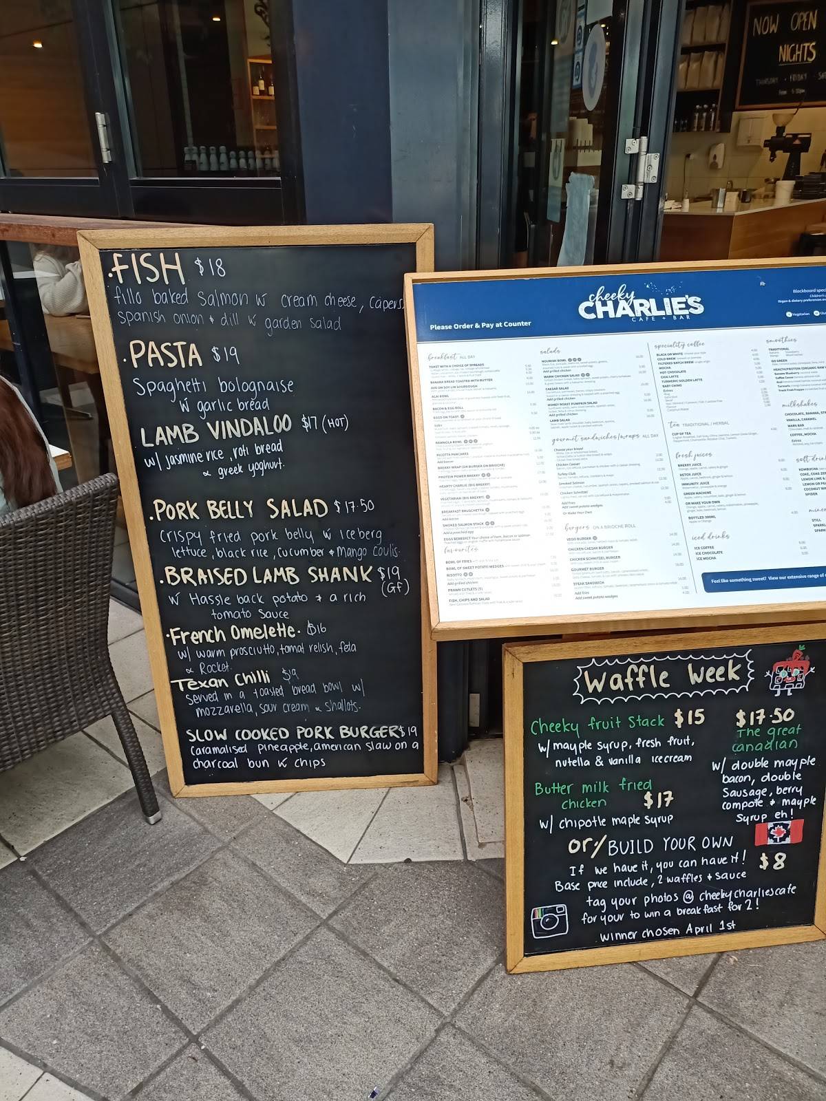 Menu at Cheeky Charlie's Bar & Cafe, Erina