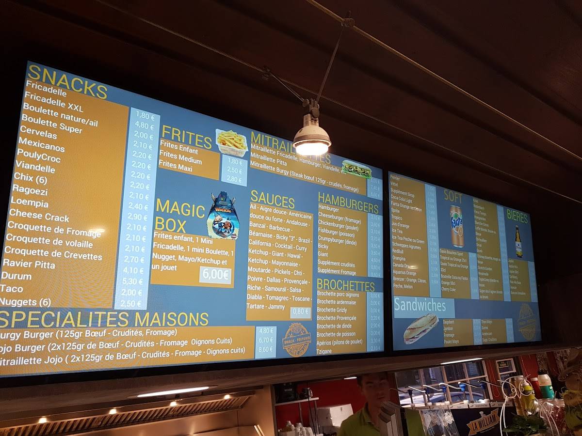 Menu au Chez Jojo, Erquelinnes