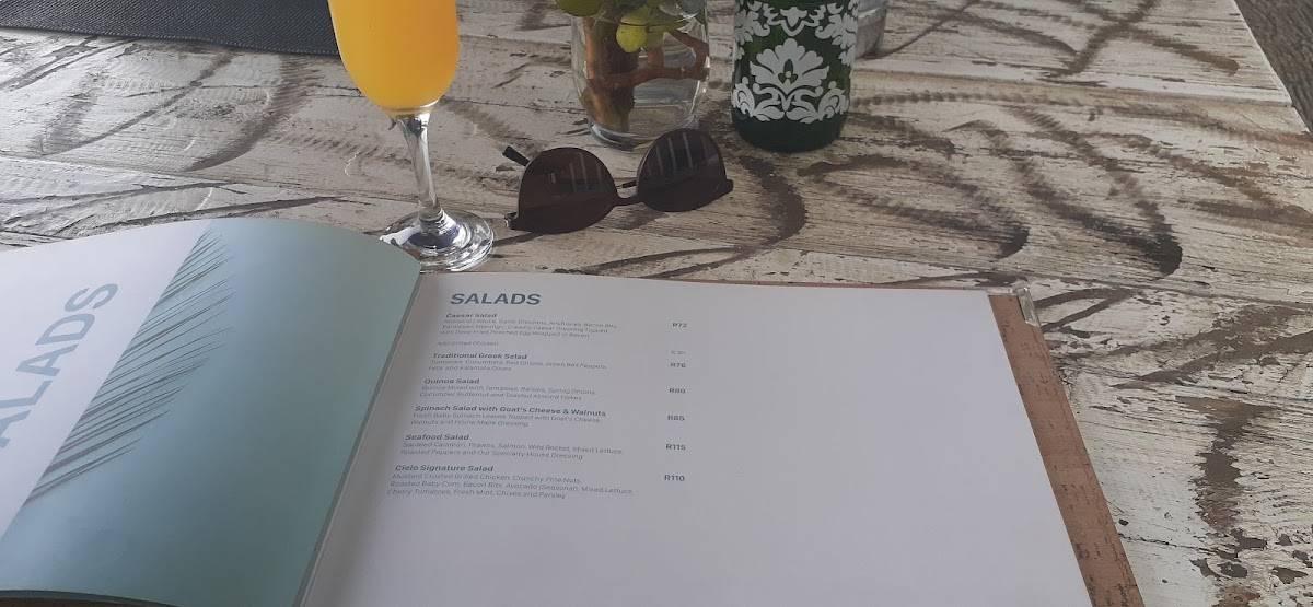 Menu at Cielo Restaurant, Benoni
