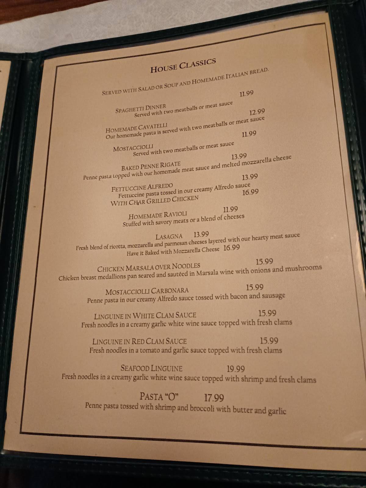 Menu at Covered Bridge Inn restaurant, Newton Falls
