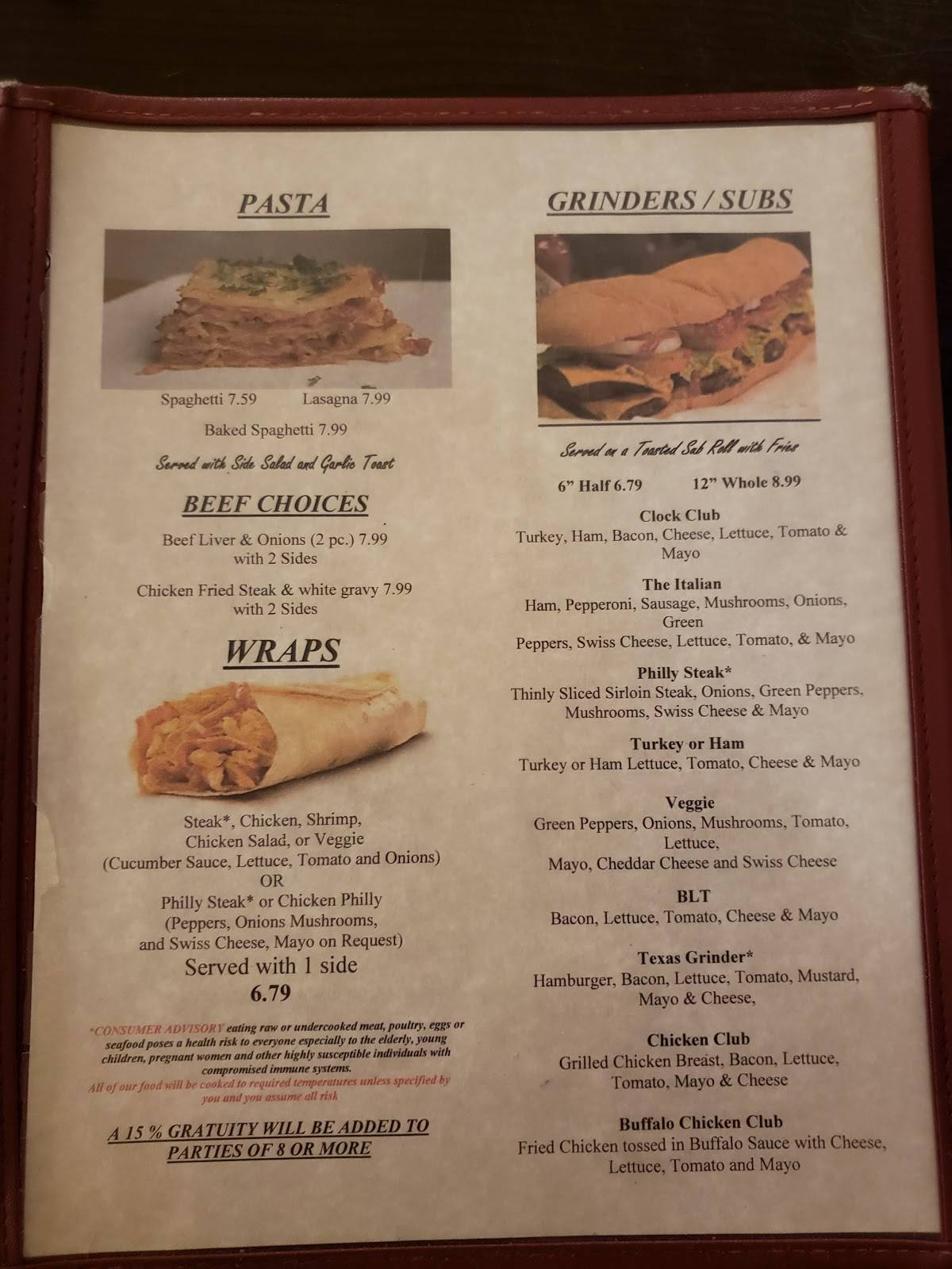 Menu at Creekside Clock Seafood and Steakhouse, Shelby