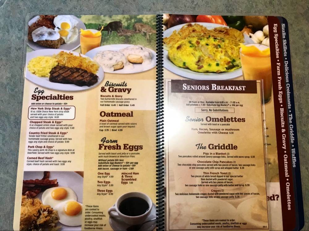 Menu at Deerfield Family Restaurant, Carbon Cliff