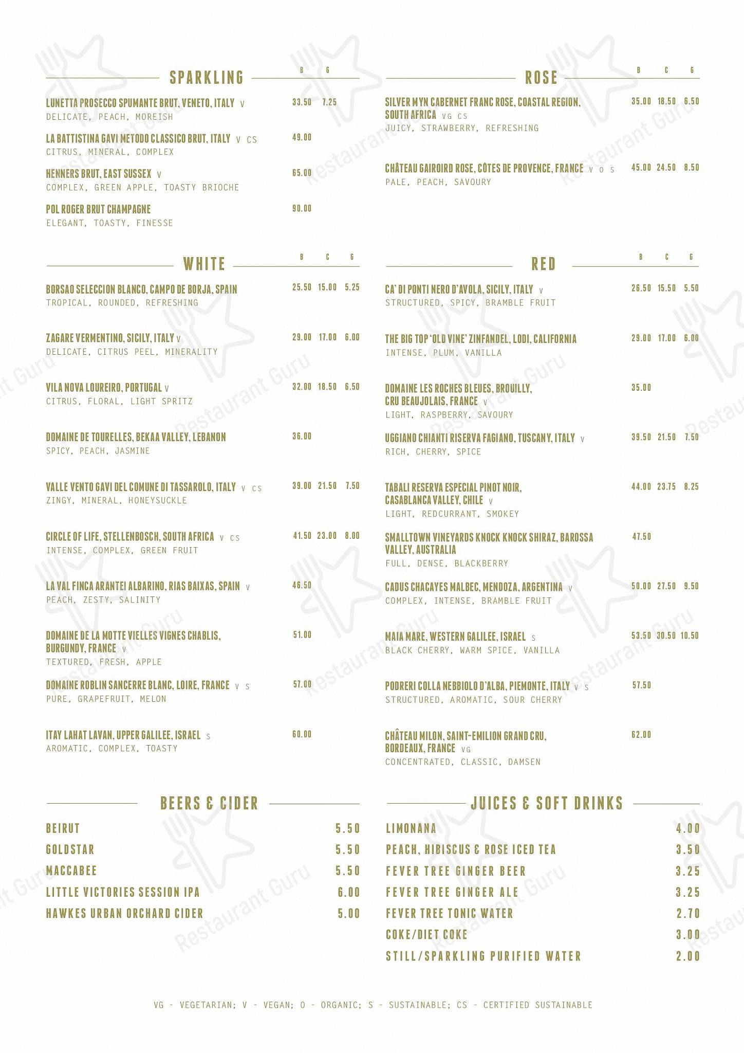 Menu at Delamina Marylebone restaurant, London