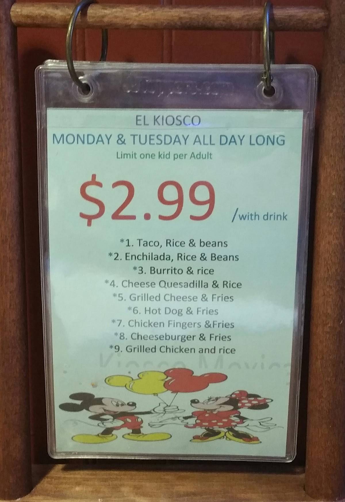 Menu at El Kiosco Mexican Restaurant, Thomson, Washington Rd