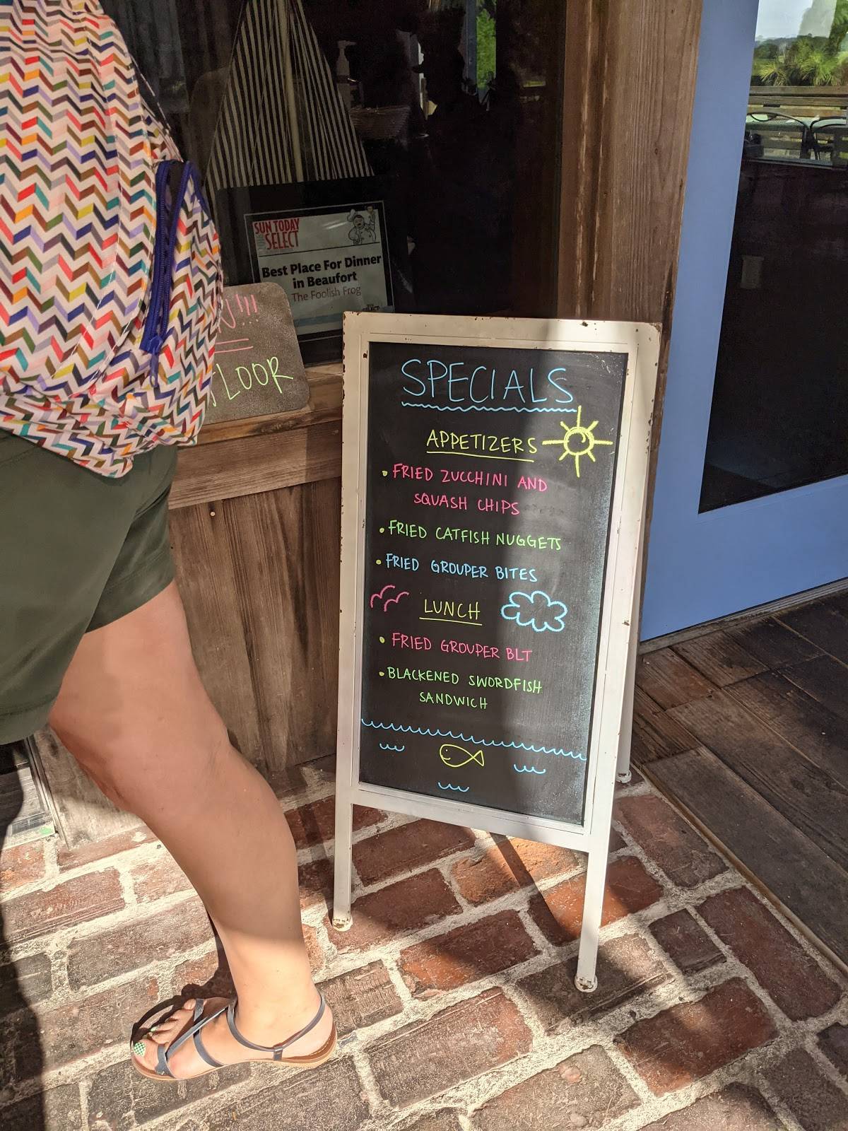 Menu at Foolish Frog restaurant, Saint Helena Island