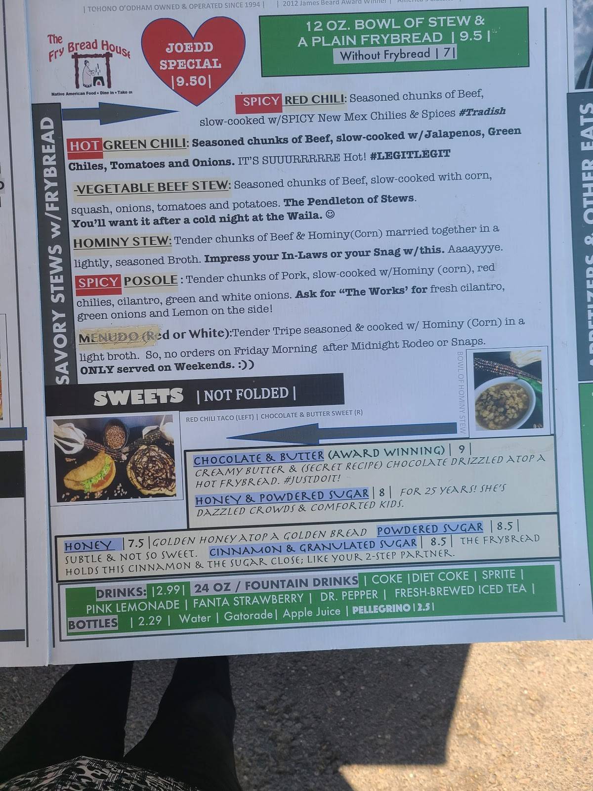 Menu at Fry Bread House restaurant, Phoenix, N 7th Ave