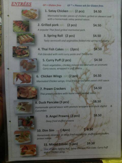 Menu at G.Thai Restaurant (ก.เจริญสุข), Wagga Wagga