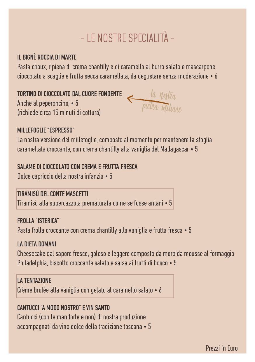 Menu da La Bottega dell'oste ristorante, Montecatini Terme