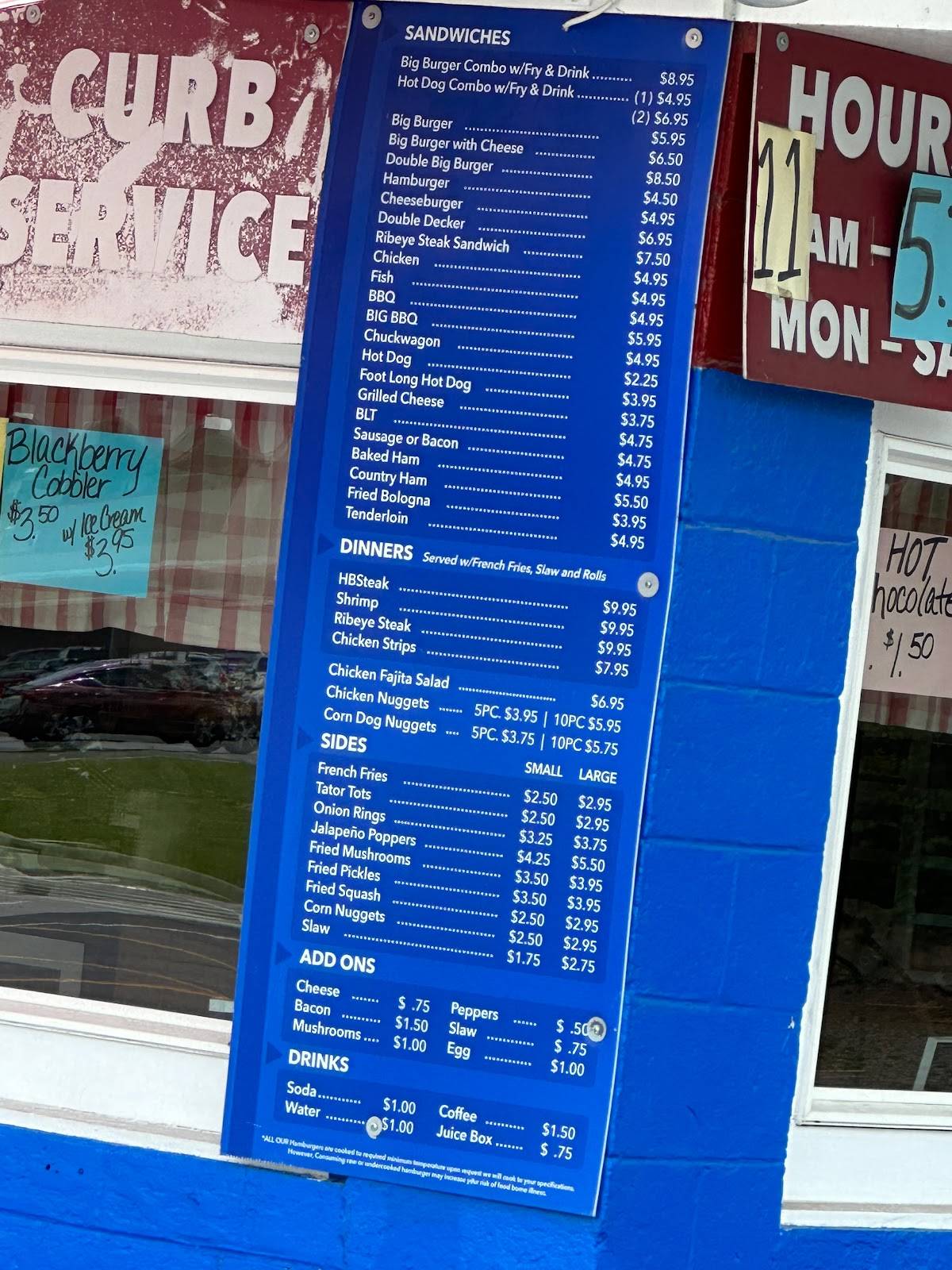 Menu at Hank's Drive In restaurant, Fairlawn