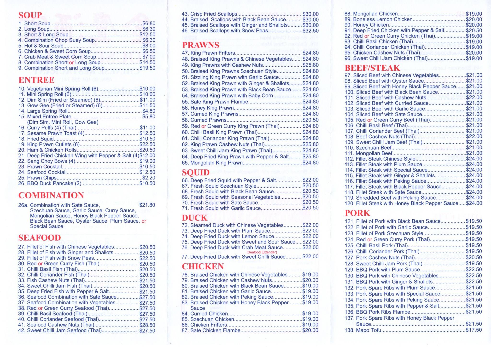 Menu at House of Lee restaurant, Padstow